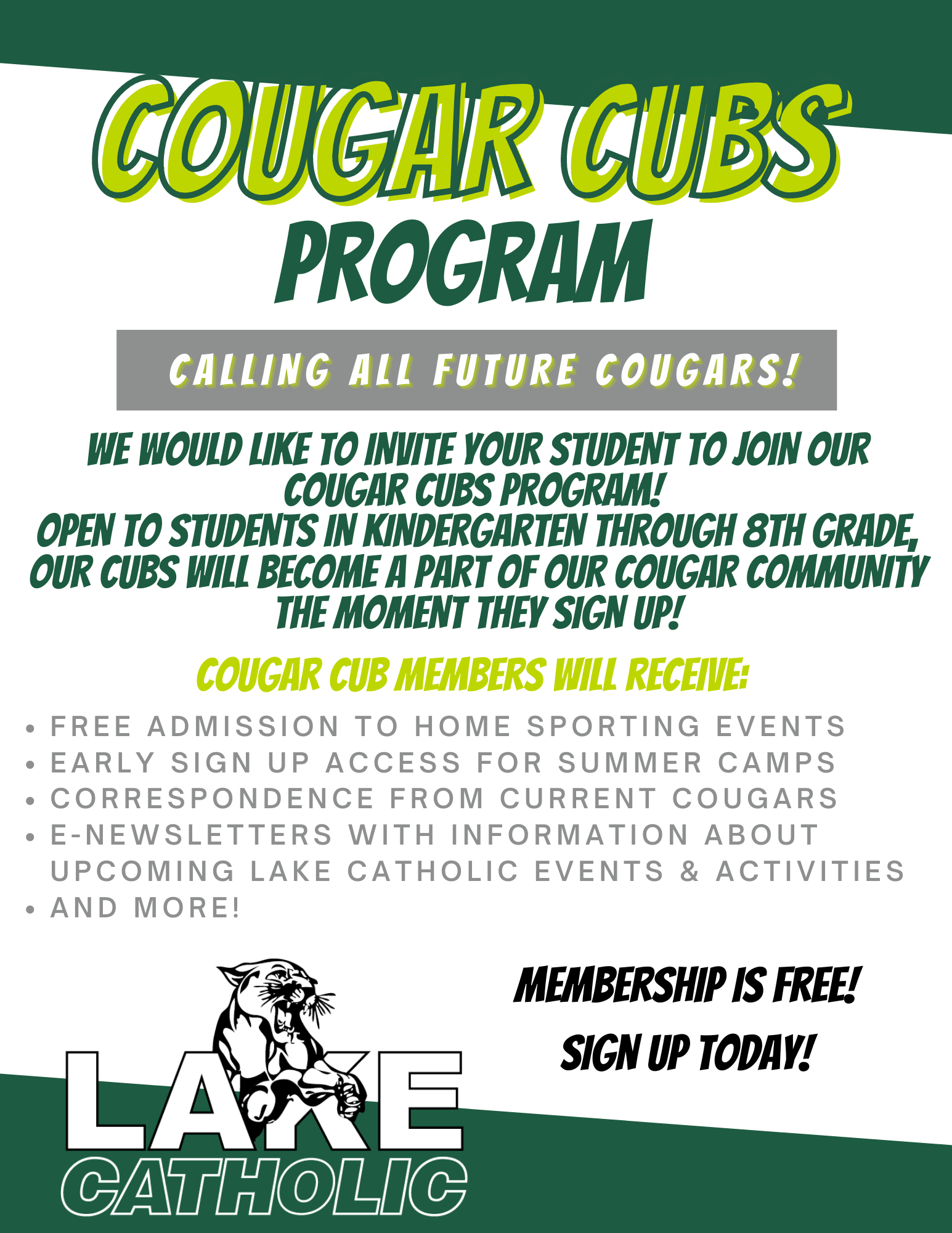 Cougar Cubs Club - Lake Catholic High School